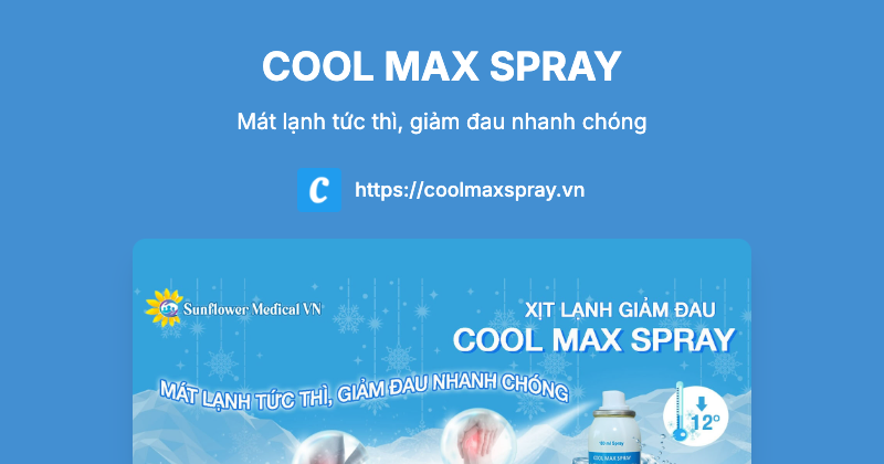 Cool Max Spray - Xịt giảm đau cơ chấn thương, giảm đau mỏi cơ nhanh chóng